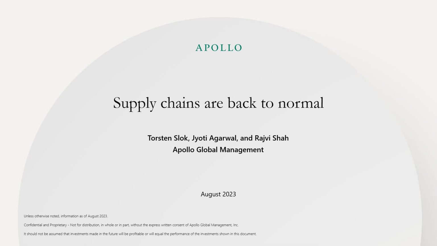 Supply Chains Back to Normal - Apollo Academy